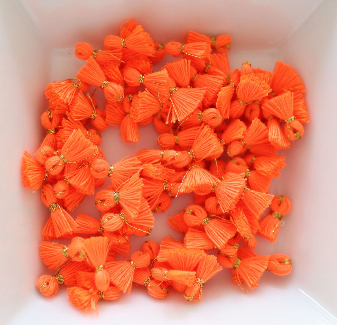 10pc Orange Tassel Charms Mini, Bracelet Tassel, Neon Orange Charm ...