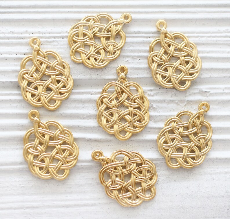 Celtic Knot Charm Drop Charms Gold Spiral Filigree Earring - Etsy