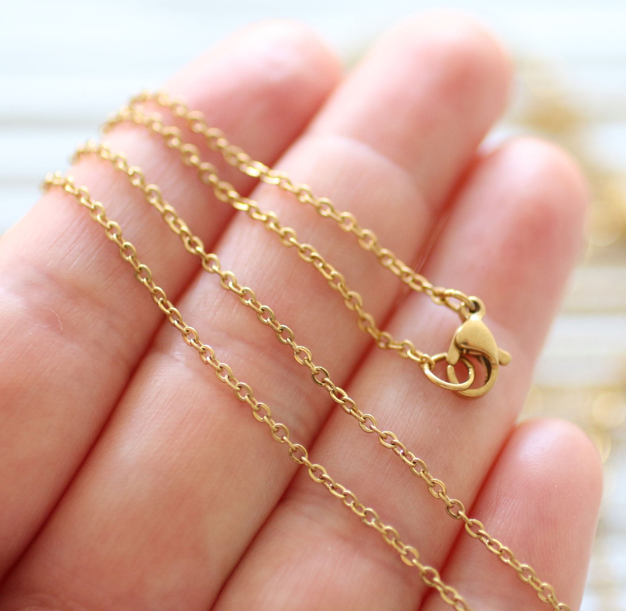 Stainless steel chain gold, 16 dainty chain, gold chain, soldered chain ...