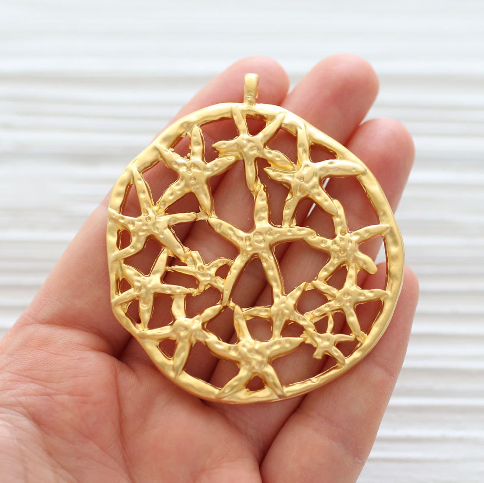 Gold Star Pendant, Starfish Pendant, Large Celestial Pendant, Stars ...