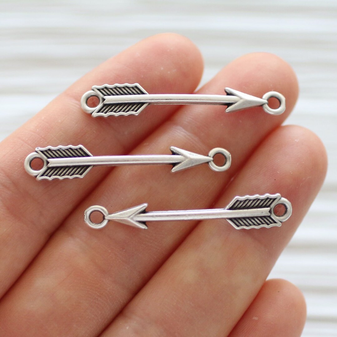 5pc Arrow Pendant Connecter, Arrow Pendant Silver, Arrow Bar Pendant ...