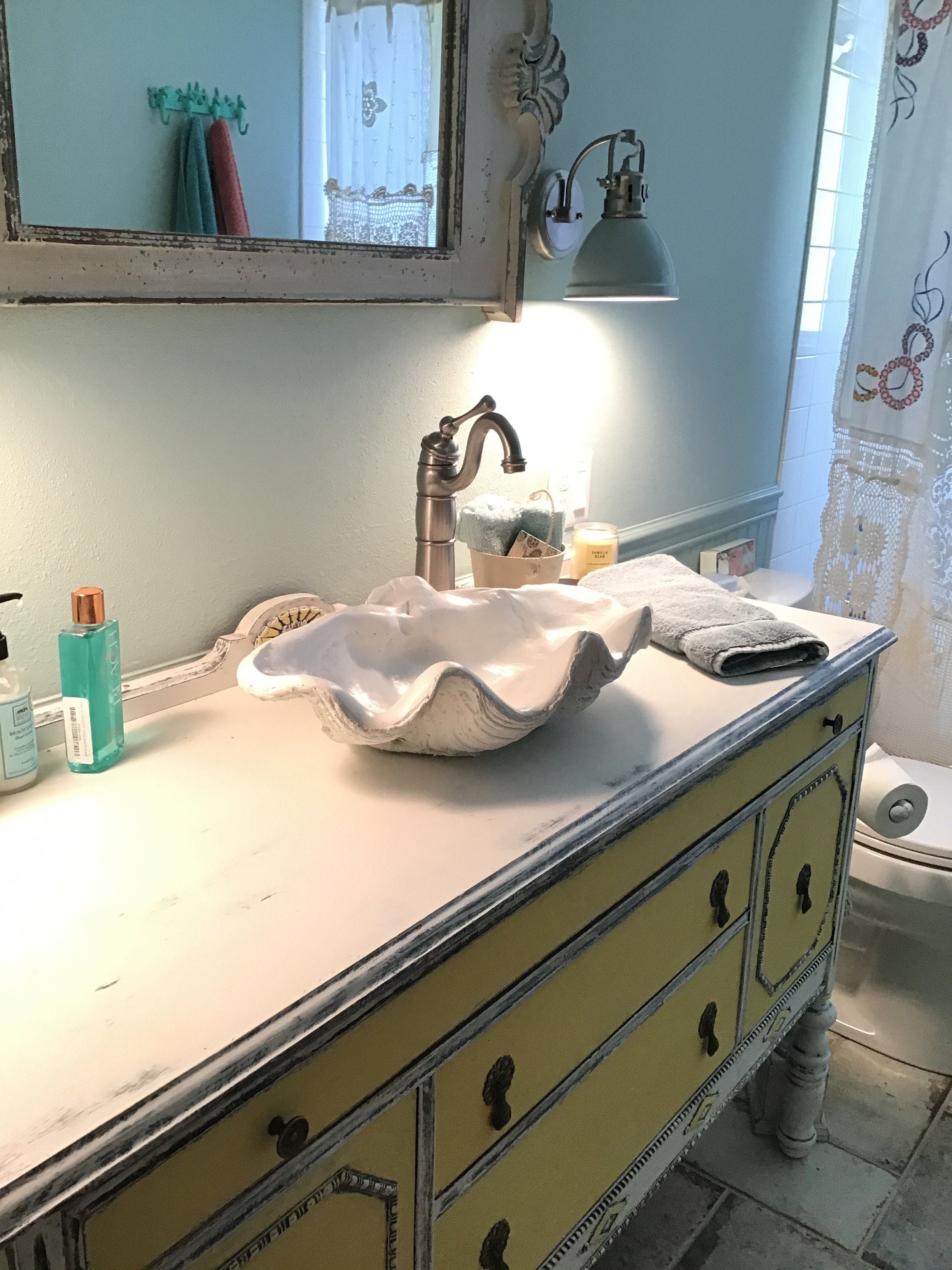 Blue Seashell Clam Beach Lake Bathroom Vessel Sink - Etsy