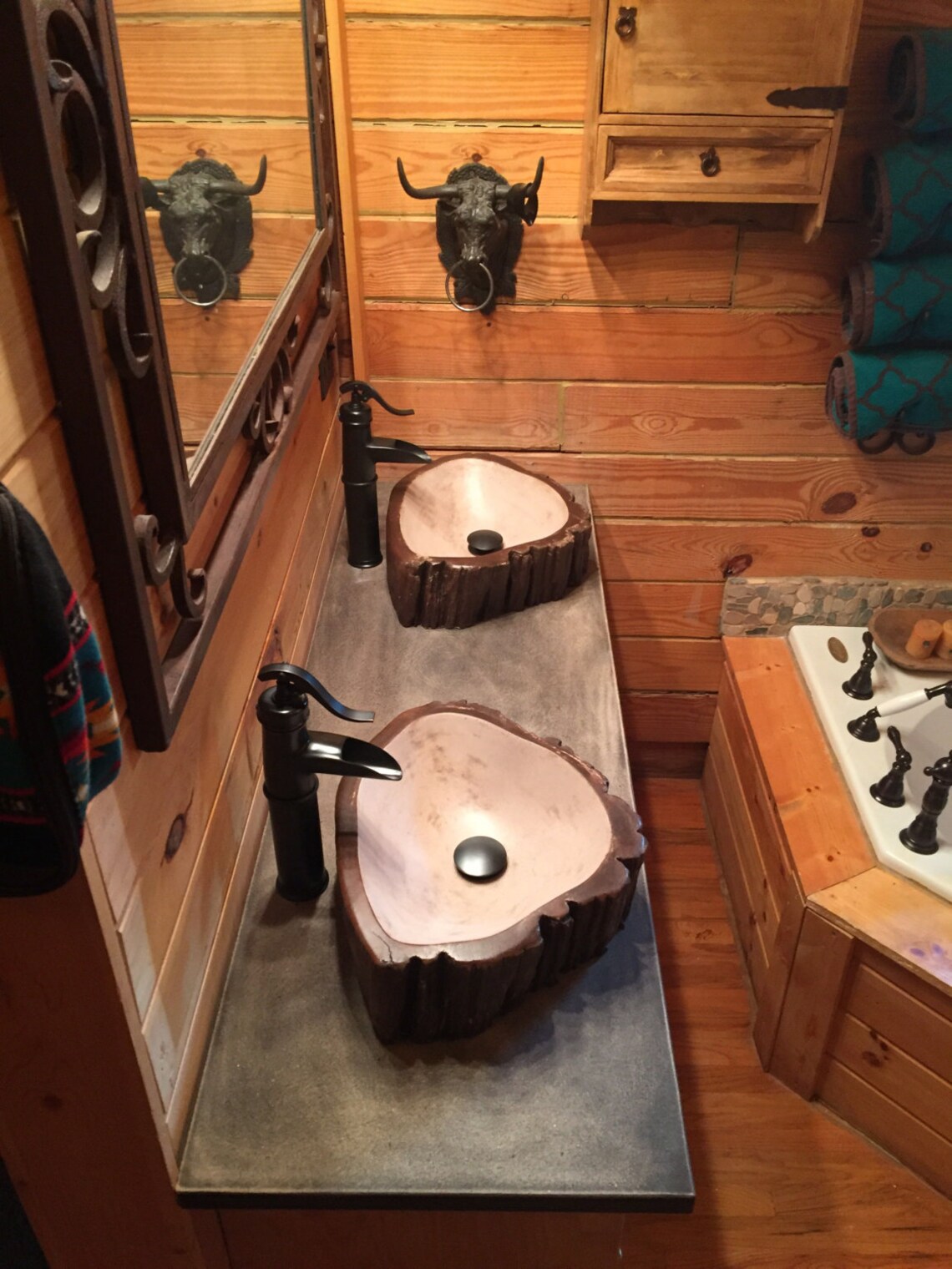 Tree Trunk Log Home Rustic Bathroom Vessel Sink - Etsy
