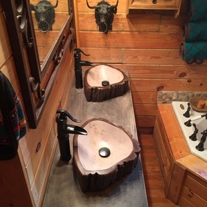 Tree Trunk Log Home Rustic Bathroom Vessel Sink - Etsy