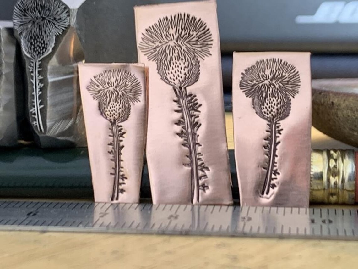 Thistle Fancy Head and Stem. Two Sizes. Engraved Metal Hand Stamp ...
