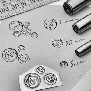 Happy Bear. Serious Bear. Engraved Metal Hand Stamp. - Etsy