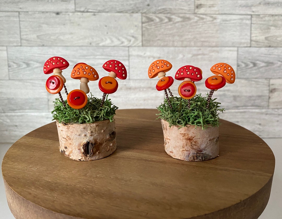 Mushroom Button Display, Button Garden, Mushroom Buttons, Mushroom ...