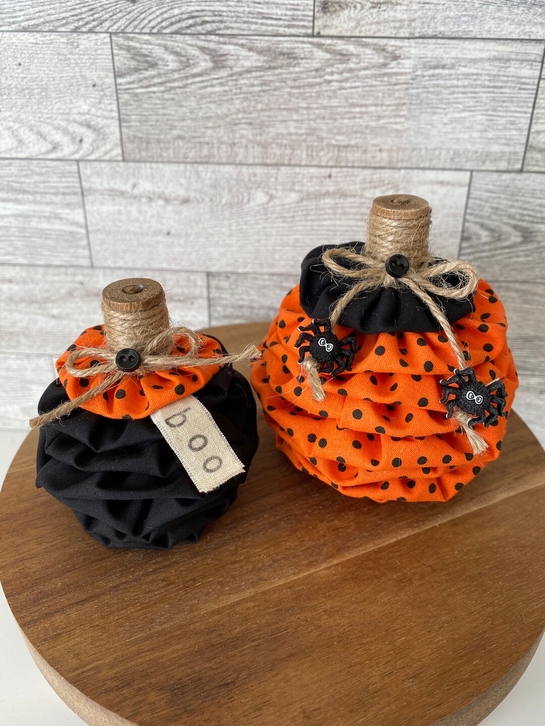 Halloween Fabric Pumpkin, Yo-yo Pumpkin, Yo-yo Fabric Pumpkin, Yo-yo ...