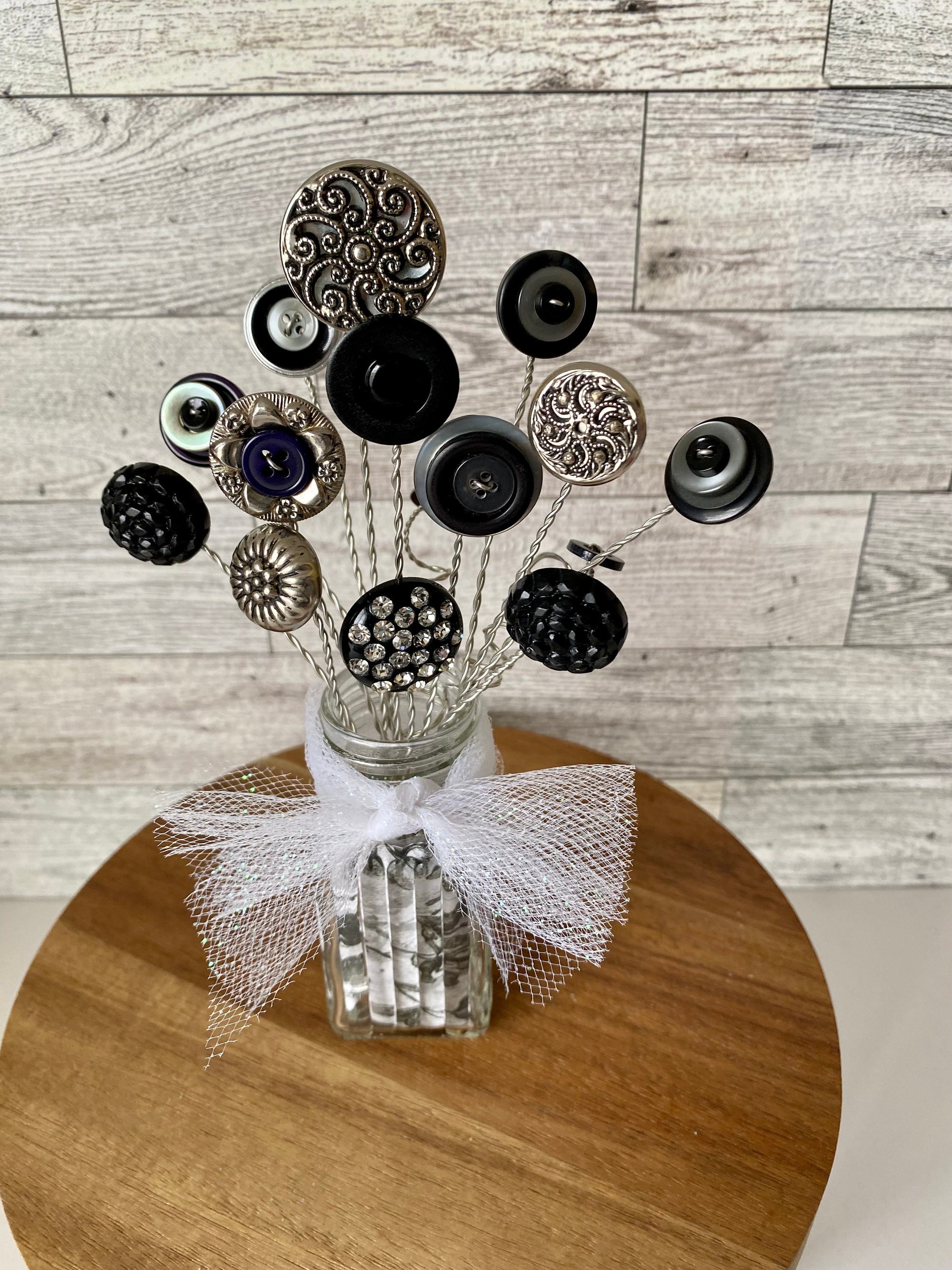 Button Flower Bouquet Button Flowers Button Bouquet - Etsy