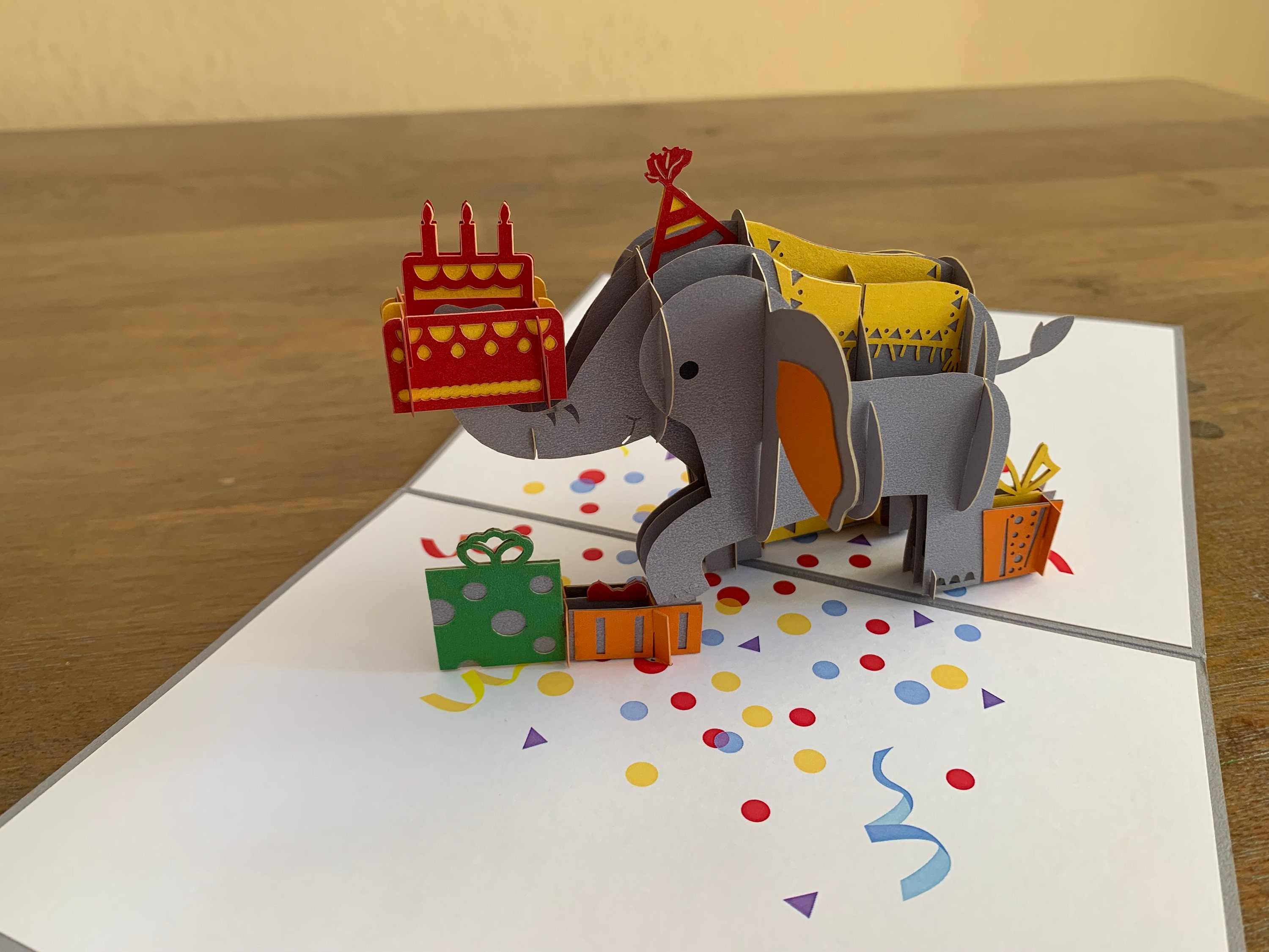 Birthday Elephant Pop up Card - Etsy