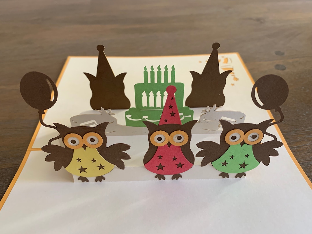 Owl Birthday Pop-up Card - Etsy