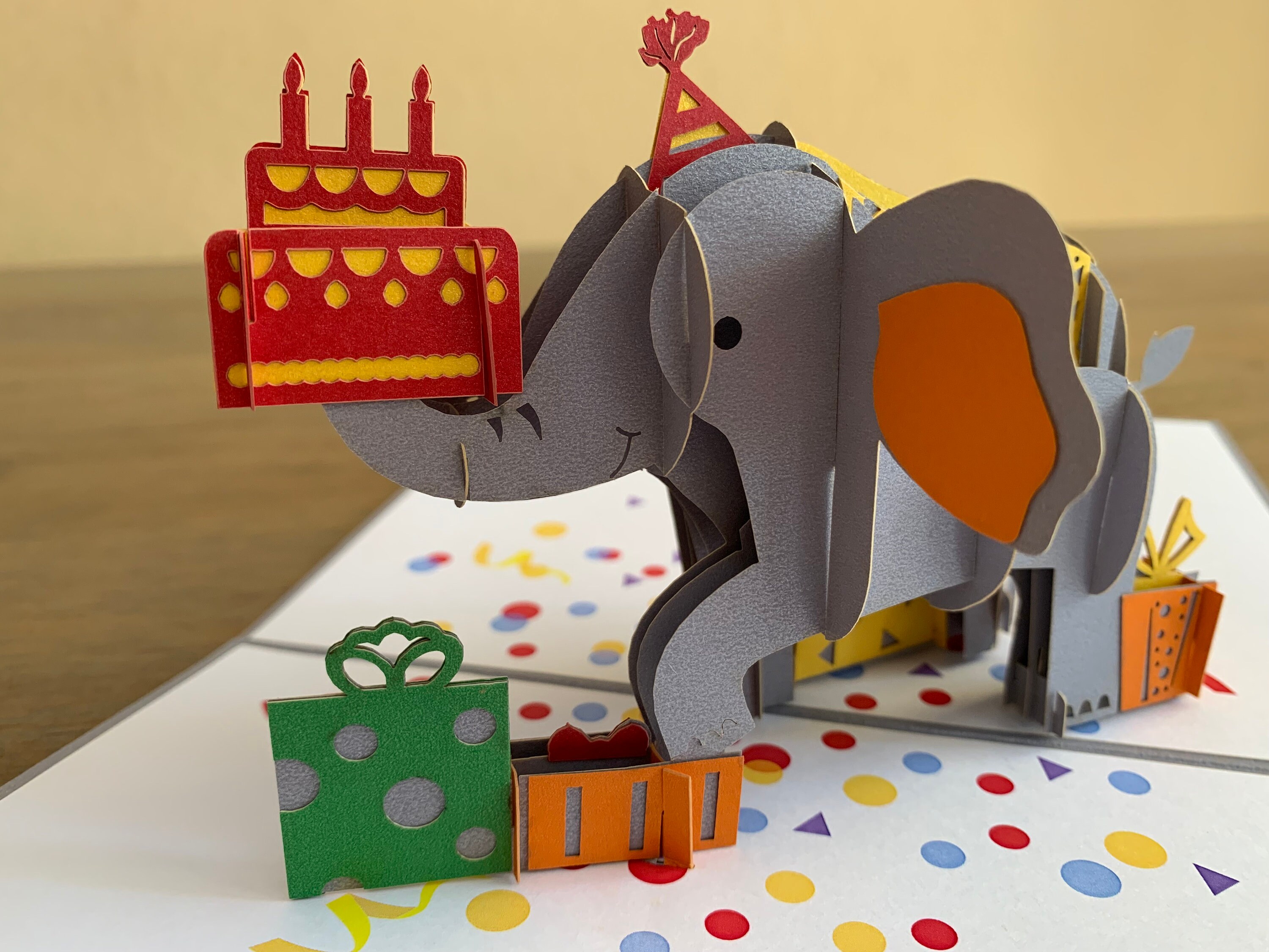 Birthday Elephant Pop up Card - Etsy