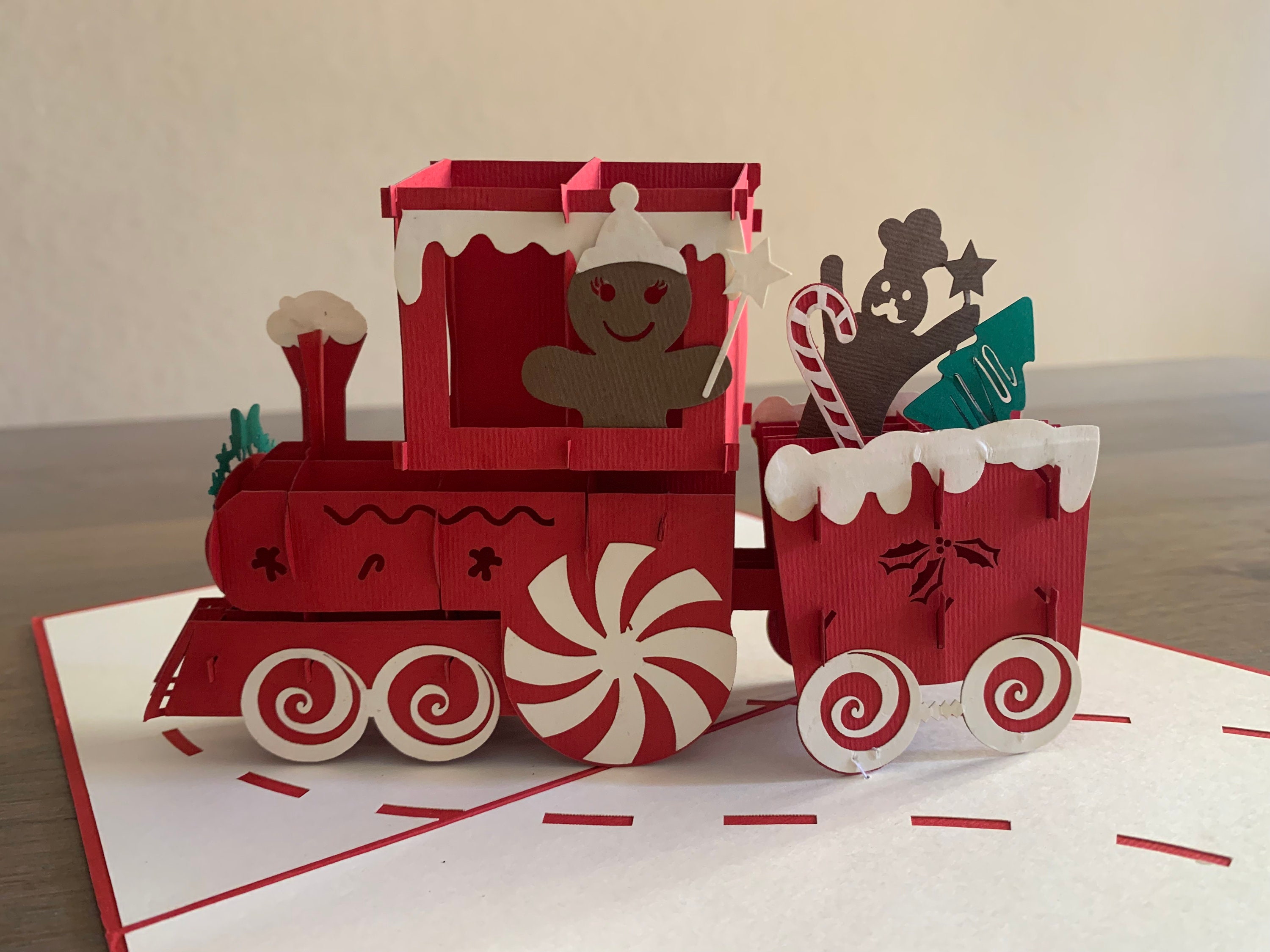 Gingerbread Train Pop up Card - Etsy
