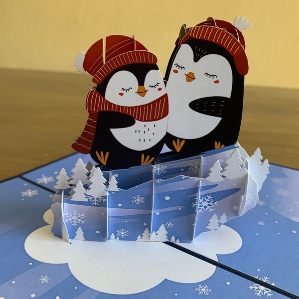 Penguin Pop up Birthday Card - Etsy