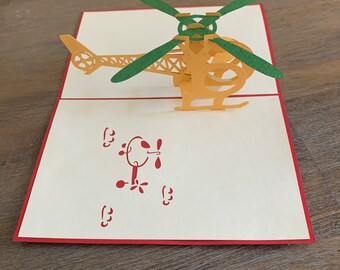 Helicopter 3D Pop up Card Birthday Flying Celebration | Etsy