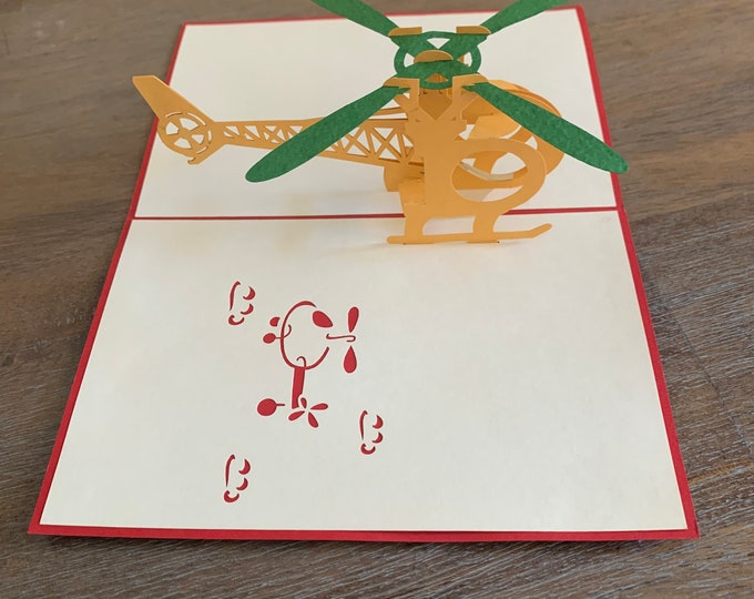Helicopter Pop up Card - Etsy