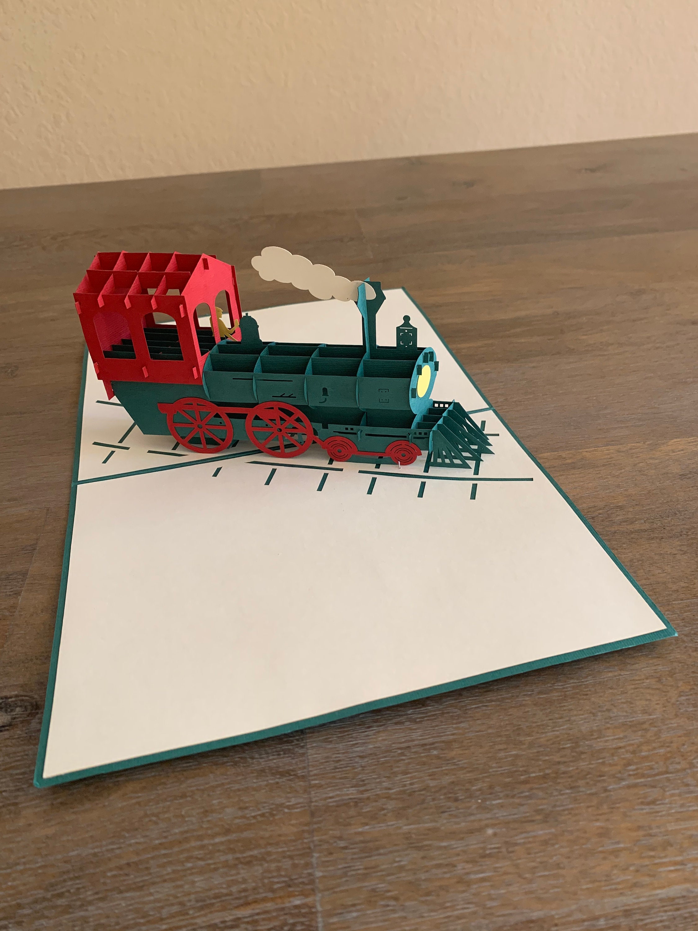 Classic Train Pop up Card (green) - Etsy