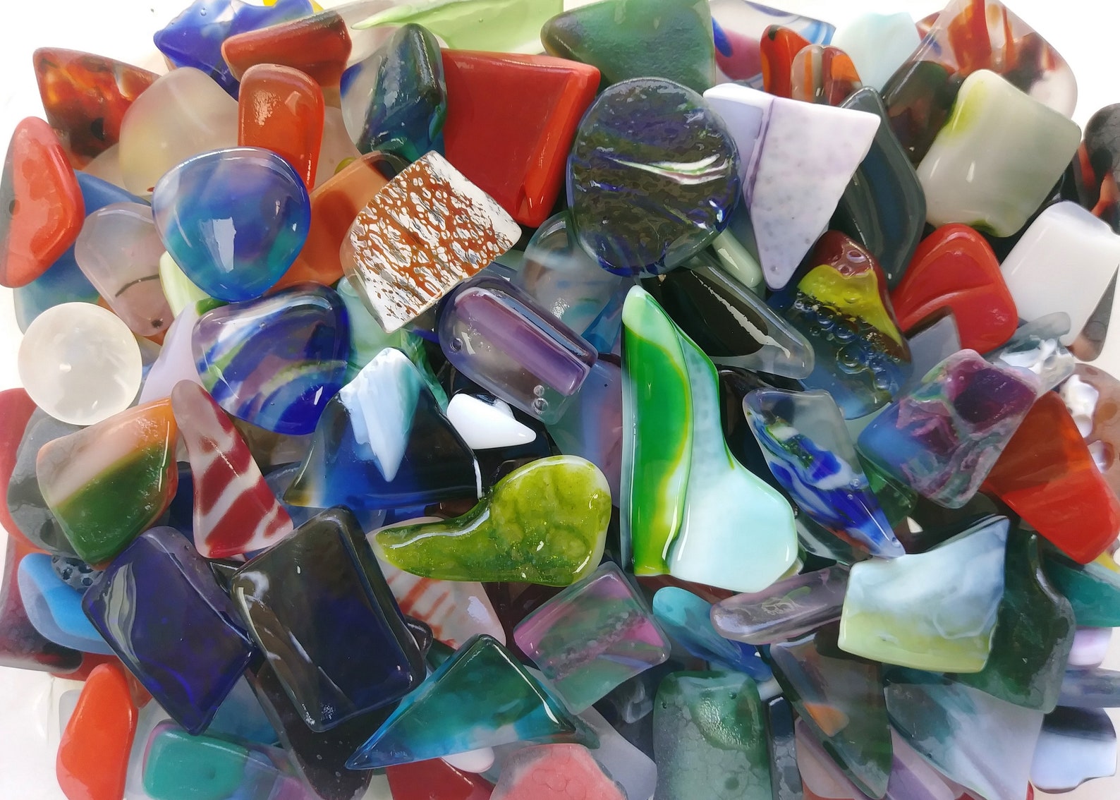 Tumbled Fused Glass Nuggets-2 Pounds-small Glass Pieces for Crafts ...
