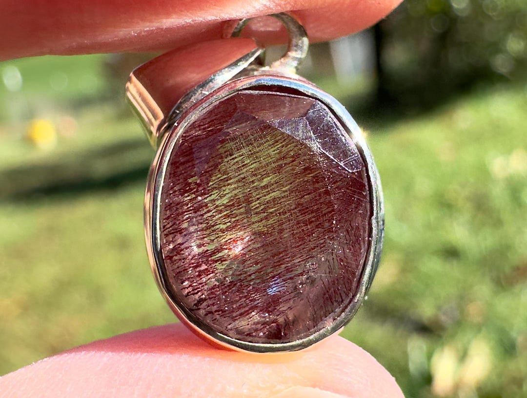 SUPER SEVEN QUARTZ Crystal Pendant - Sterling Silver, Oval - Fine ...