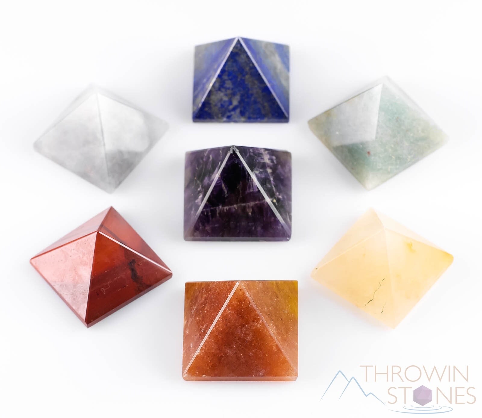 Rainbow CHAKRA Crystal Pyramids - chakra Stones, crystal Set, Crystal ...