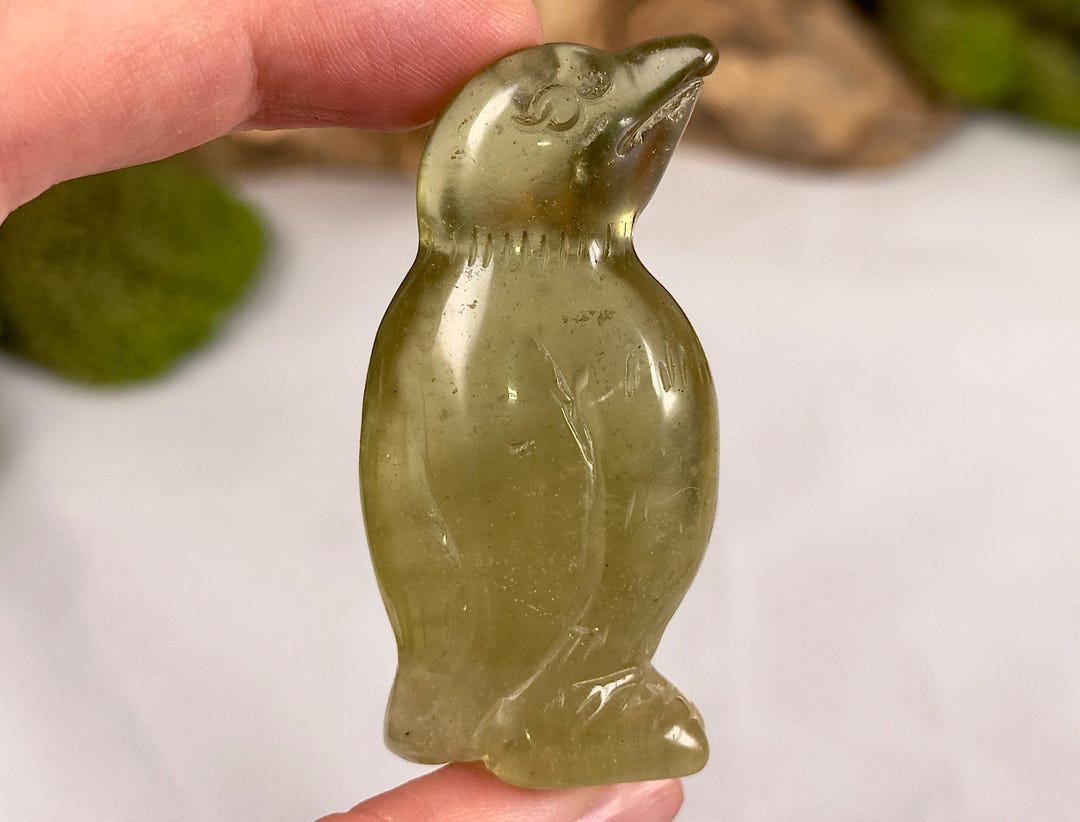 LIBYAN DESERT Glass Crystal Penguin Carving - Handmade Whimsical Home ...