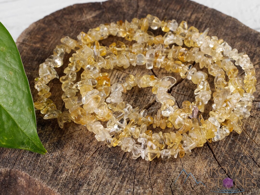 CITRINE Crystal Necklace Chip Beads Long Crystal Necklace, Birthstone ...