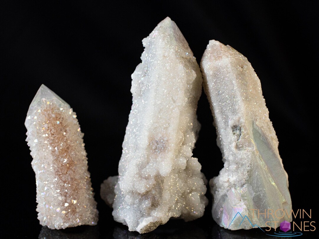 White ANGEL AURA QUARTZ Crystal Point - Rainbow Quartz Crystal, Spirit ...