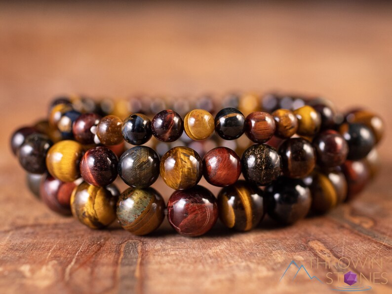 TIGERS EYE Crystal Bracelet Hawks Eye Red Tigers Eye Round | Etsy