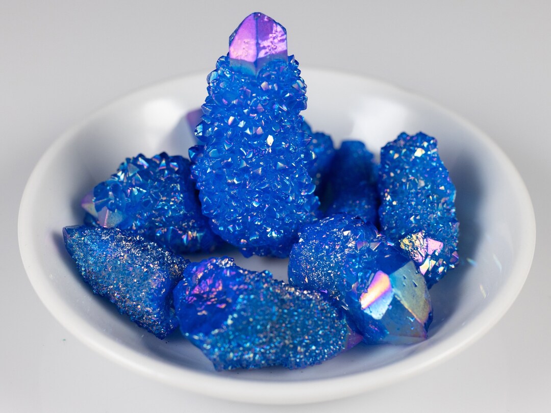 Blue FLAME AURA QUARTZ Crystal Point - Rainbow Quartz Crystal, Spirit ...