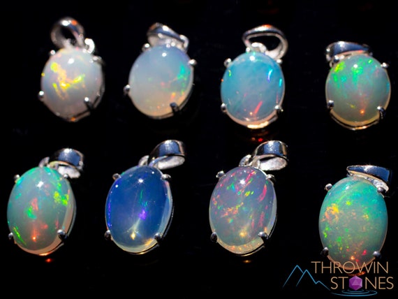 OPAL Pendant Sterling Silver Oval Birthstone Jewelry - Etsy