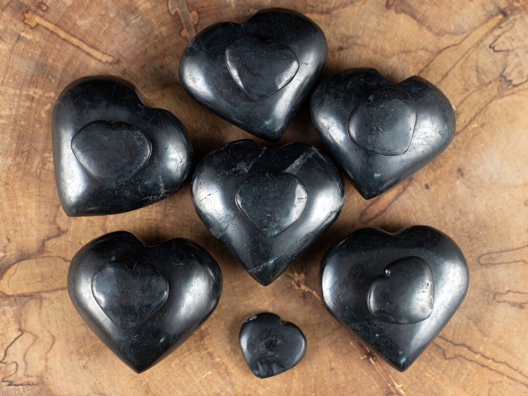 SHUNGITE Crystal Heart - Self Care, EMF Protection, Healing Crystals ...