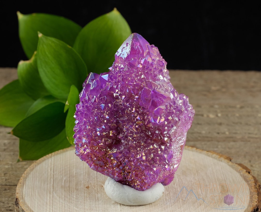 AURA QUARTZ, Ruby Pink - Rainbow Quartz Crystal, Crystal Cluster ...