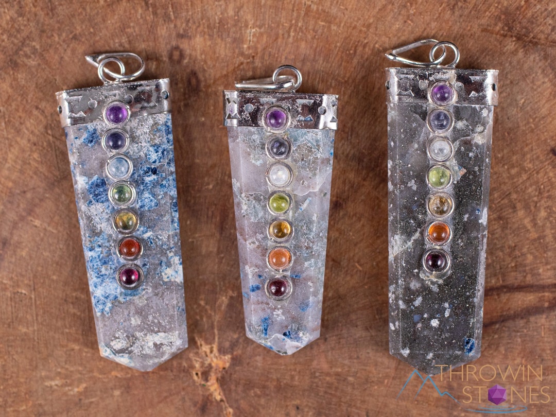 CHAKRA & LAZULITE Crystal Pendant - Crystal Points, Handmade Jewelry ...