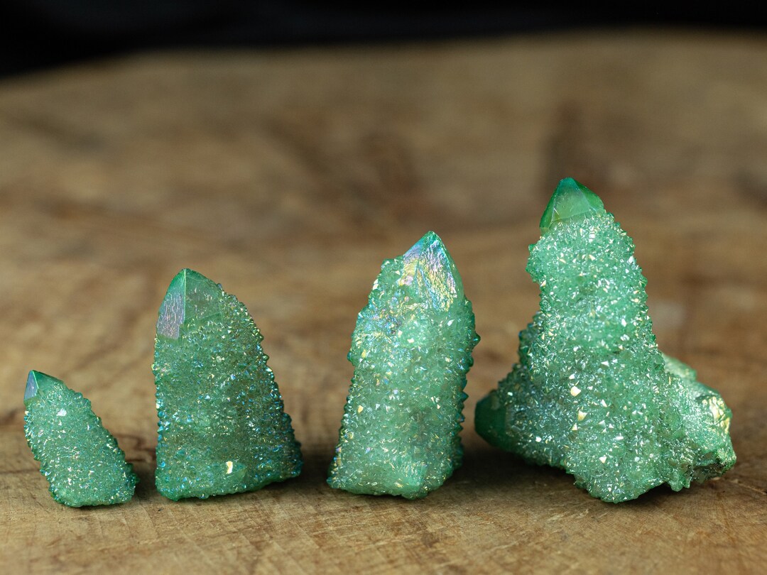 Green APPLE AURA QUARTZ Crystal Point - Rainbow Quartz Crystal, Spirit ...