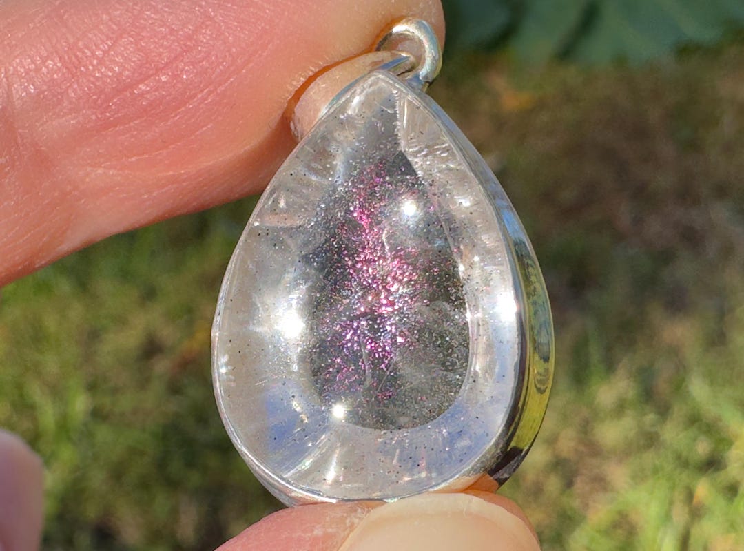 COVELLITE Pink Fire Quartz Crystal Pendant - Fine Jewelry, Healing ...