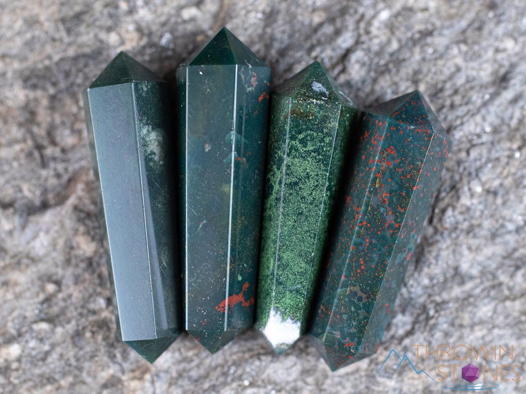 HELIOTROPE BLOODSTONE Crystal Points - Mini - Jewelry Making, Healing ...