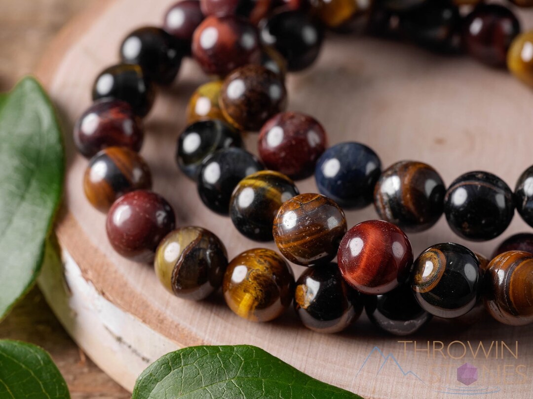 TIGERS EYE Crystal Bracelet - Hawks Eye, Red Tigers Eye, Round Beads ...