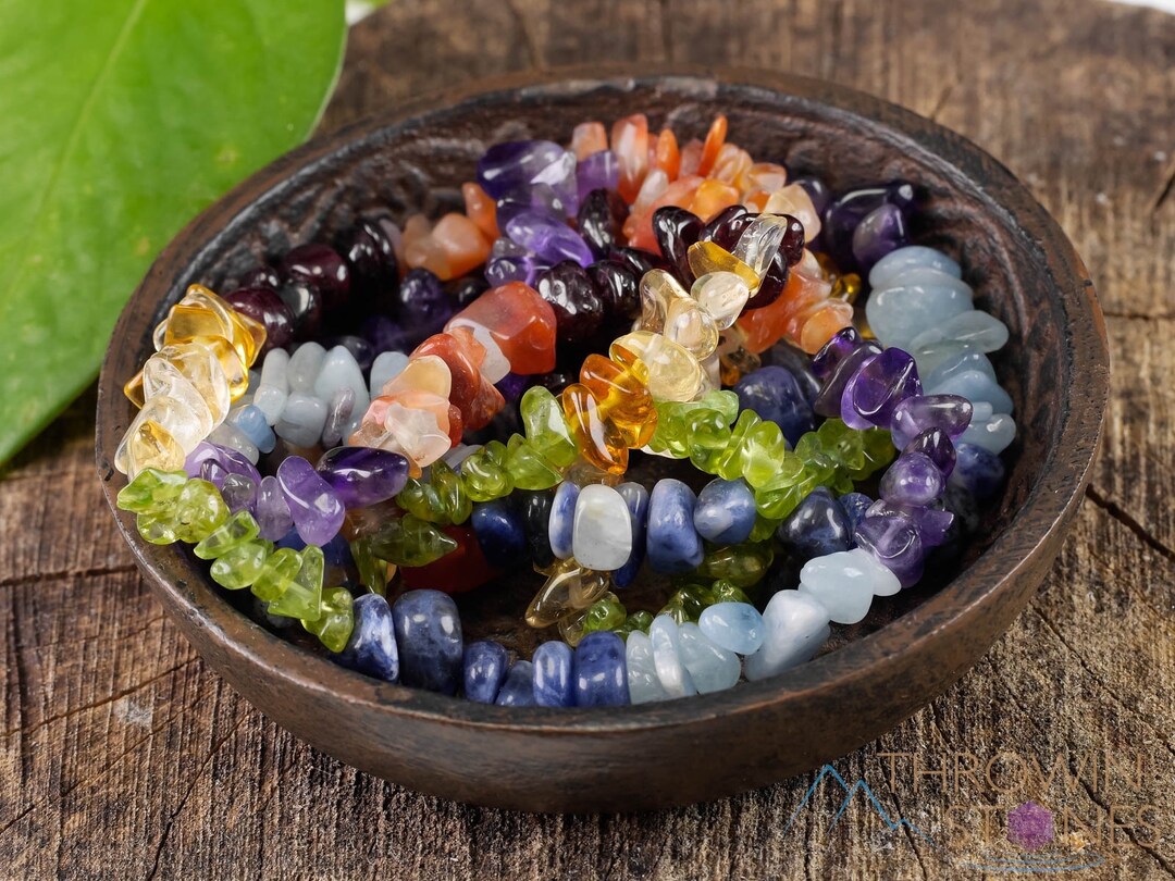 CHAKRA Crystal Necklace - Chip Beads - Long Crystal Necklace, Beaded ...