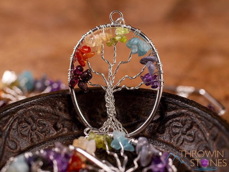 CHAKRA Crystal Bead Tree of Life Pendant : Teardrop, Oval, Hexagon ...