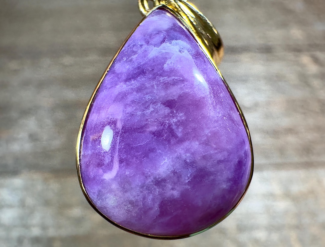 AAA Pink Gel SUGILITE Crystal Pendant : Teardrop Stone Cabochon 14K ...