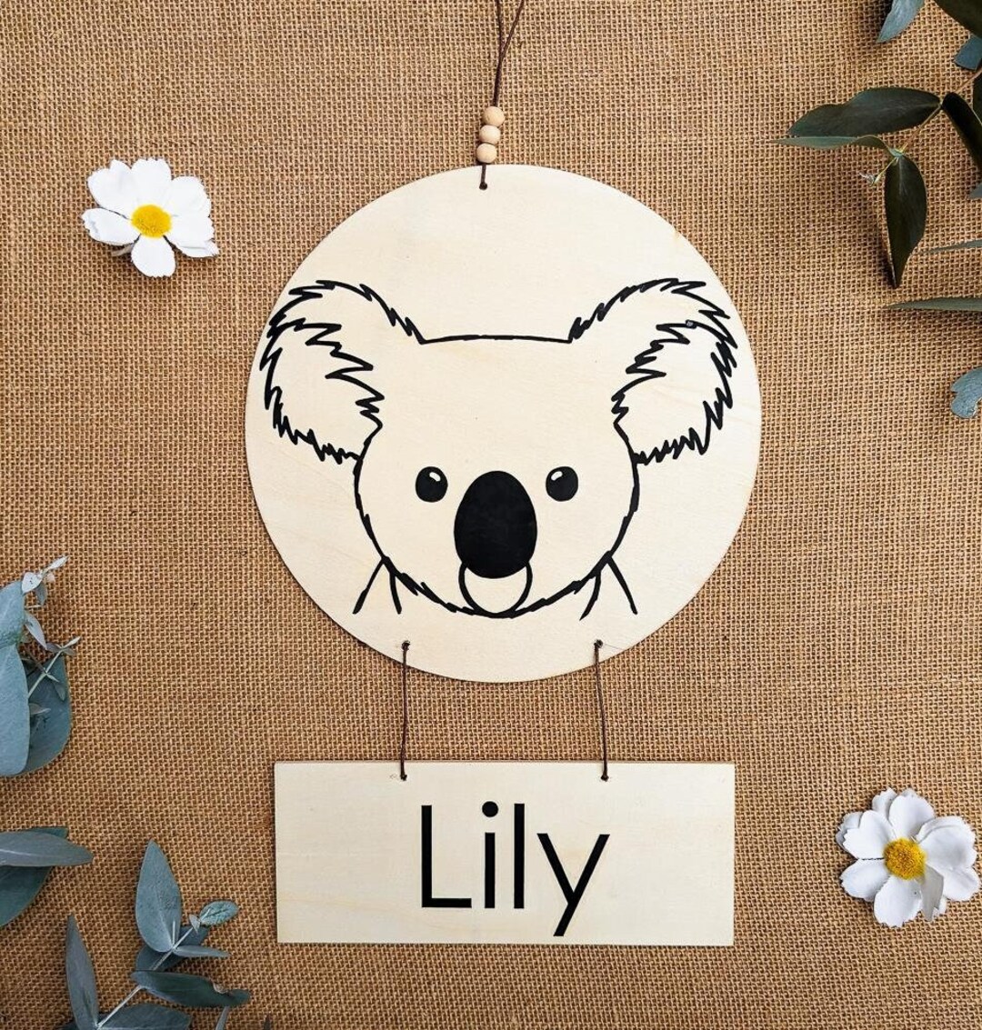 Custom Koala Australian Animal Name Plaque Personalized Nursery Decor ...