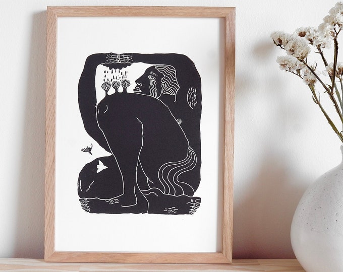 The Crying Giant Original Linocut Print Inspired by Tales of Nature ...
