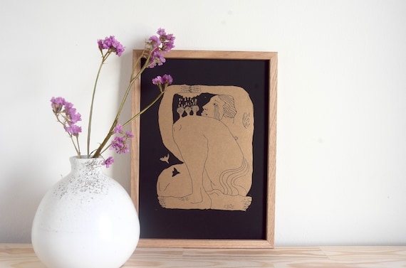 The Crying Giant Original Linocut Print Inspired by Tales of | Etsy