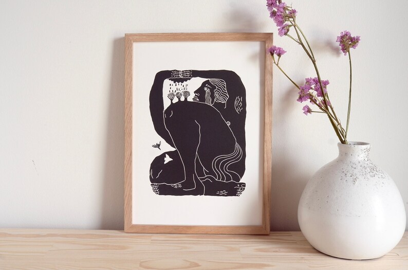 The Crying Giant Original Linocut Print Inspired by Tales of | Etsy UK