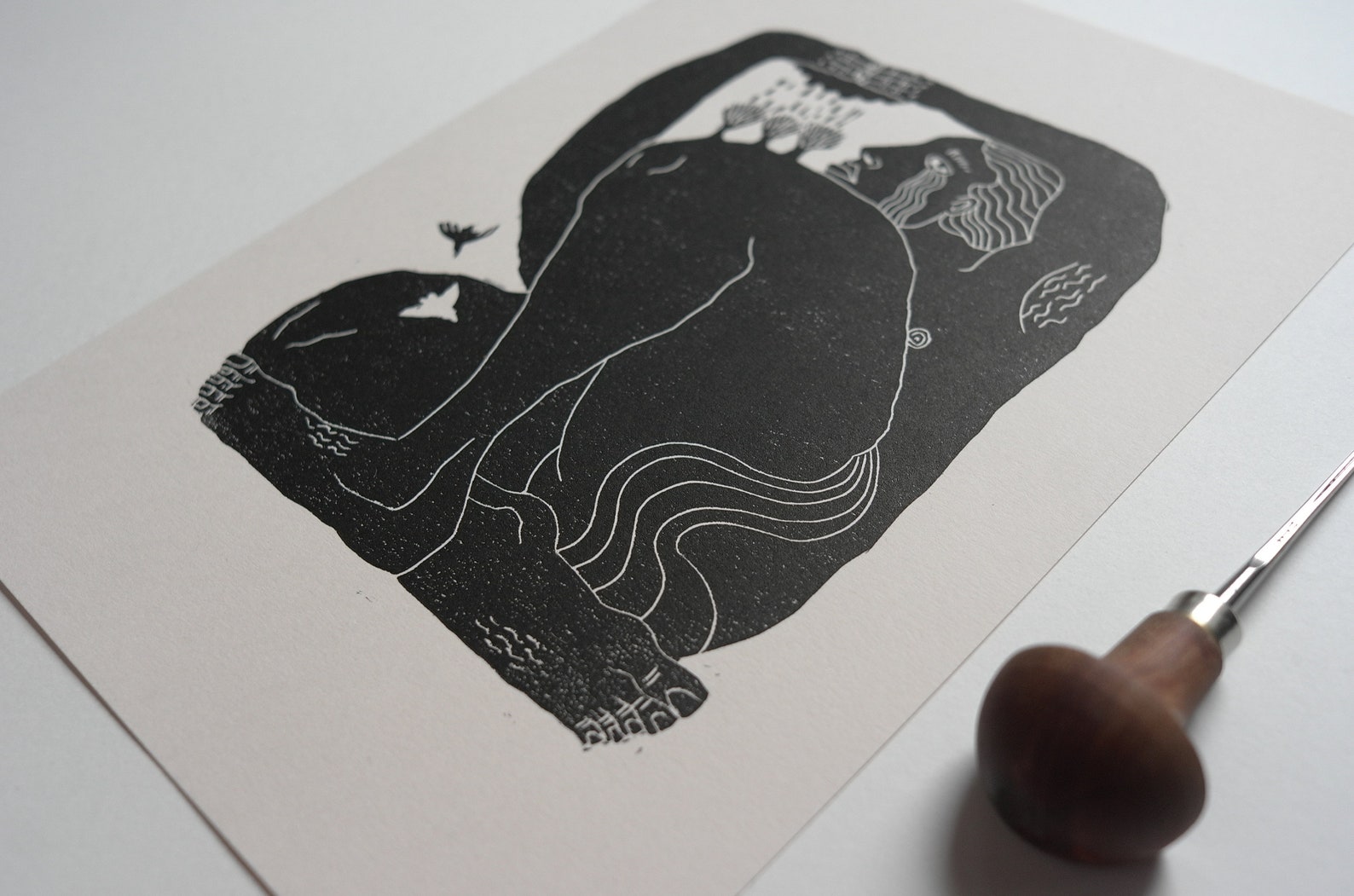 The Crying Giant Original Linocut Print Inspired by Tales of | Etsy UK