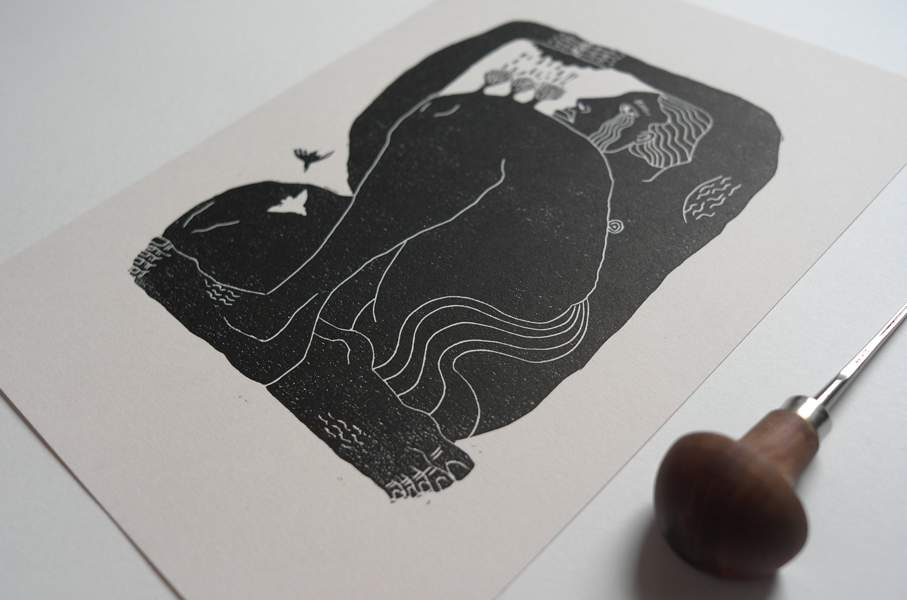 The Crying Giant Original Linocut Print Inspired by Tales of - Etsy UK
