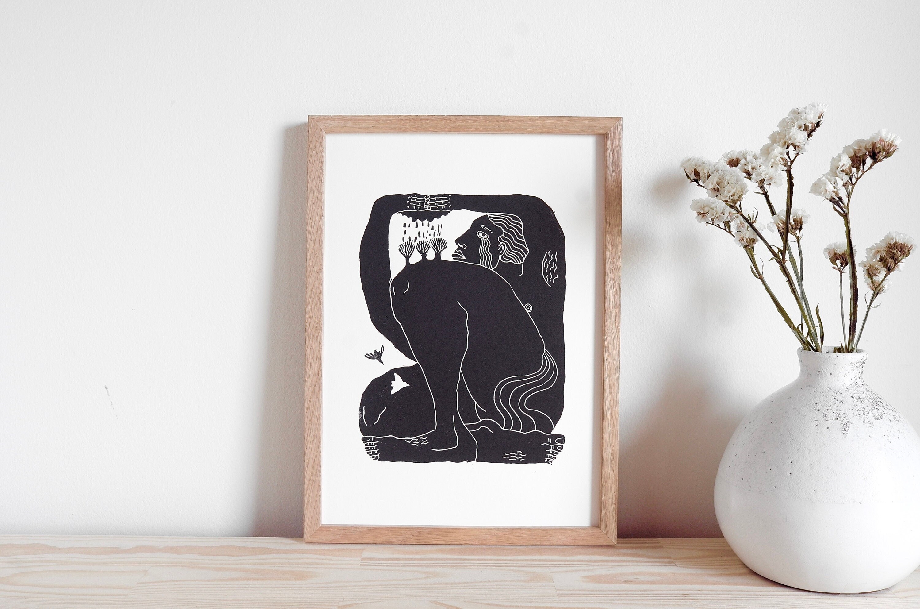 The Crying Giant Original Linocut Print Inspired by Tales of | Etsy UK