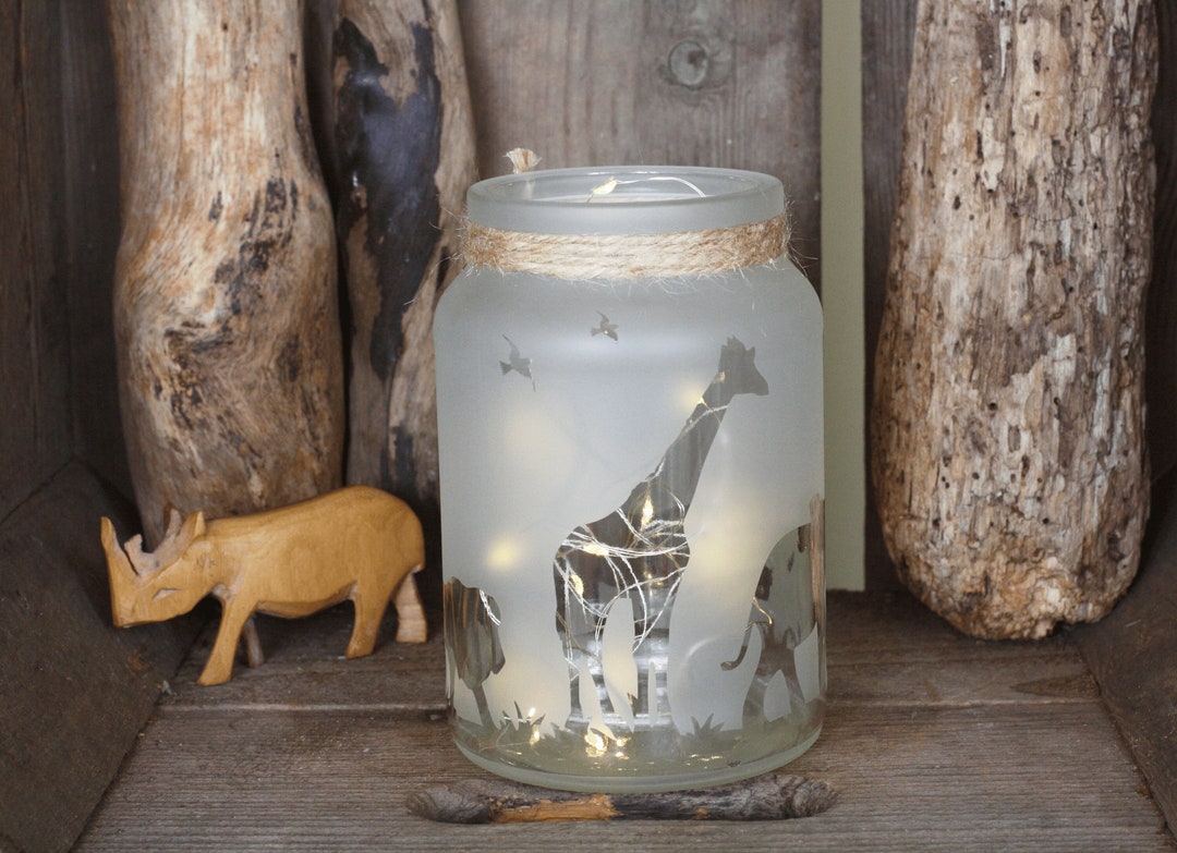 Safari Animals Light up Jar, Glow Jar Featuring a Lion, Giraffe ...