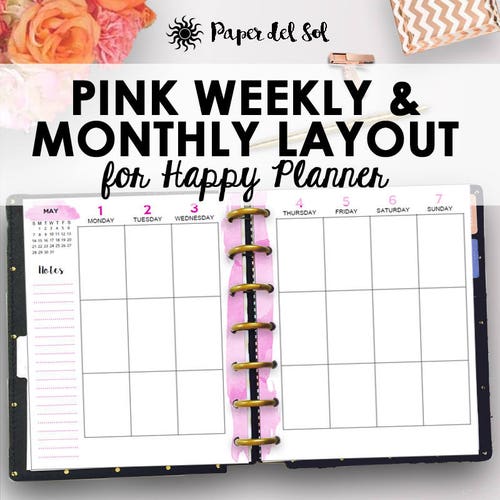 Happy Planner Printable Weekly and Monthly Planner Inserts | Etsy
