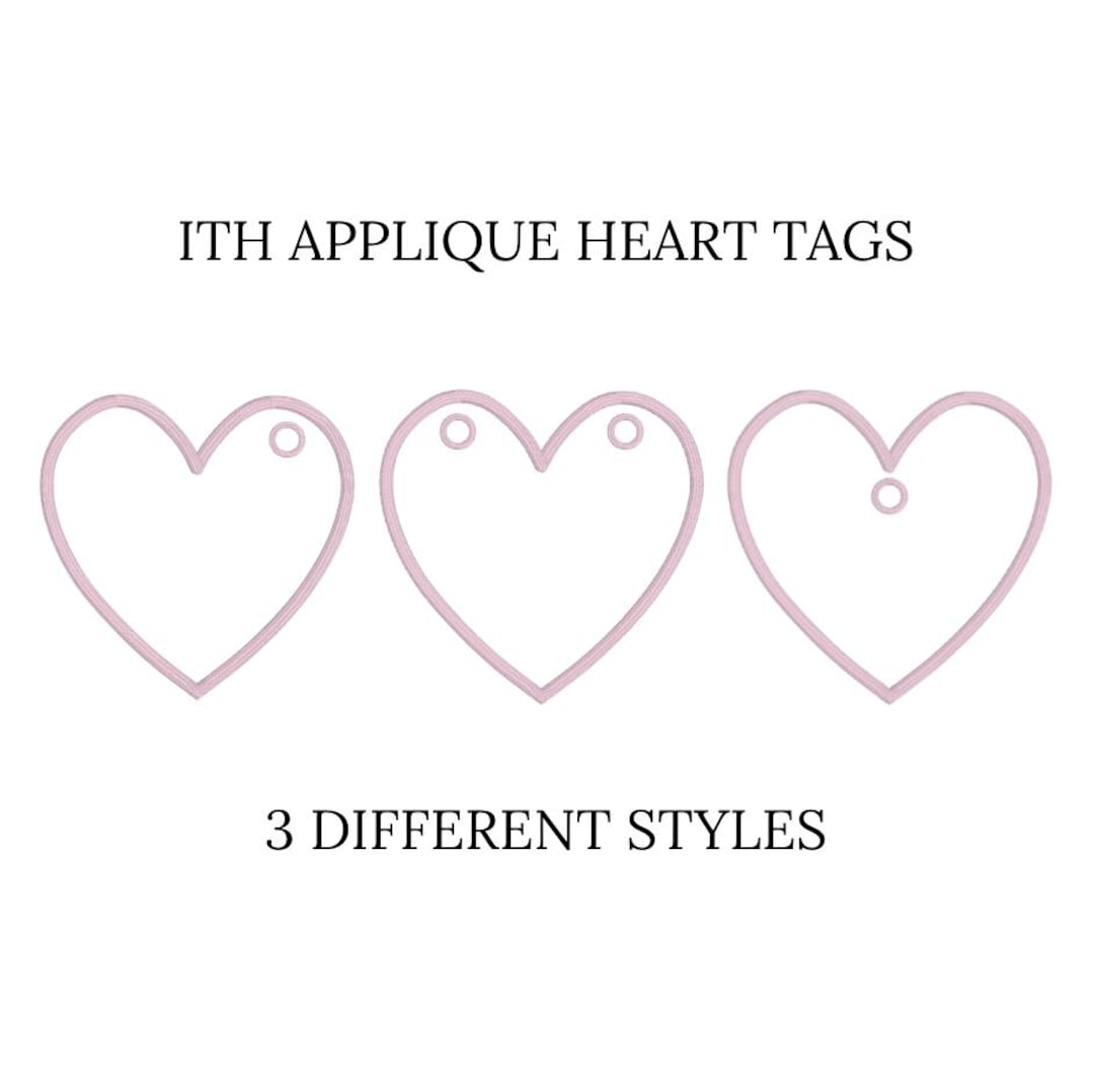 ITH Heart Tag Embroidery File – In-the-hoop Heart Shaped Tag With Three ...